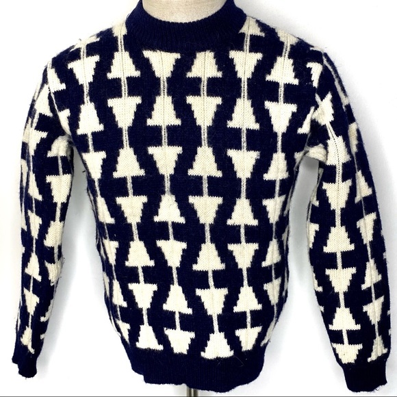 Vintage | Sweaters | Vintage Lord Jeff Womens Blue White Wool Chunky ...
